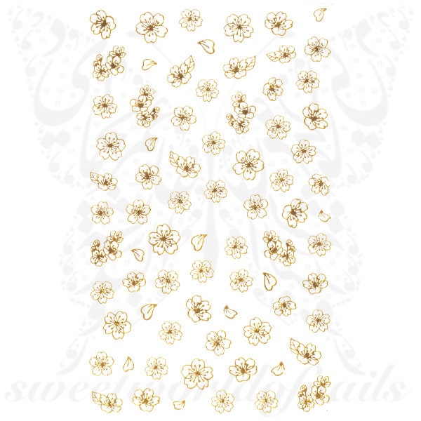 Gold Flower Nail Art Stickers - Etsy