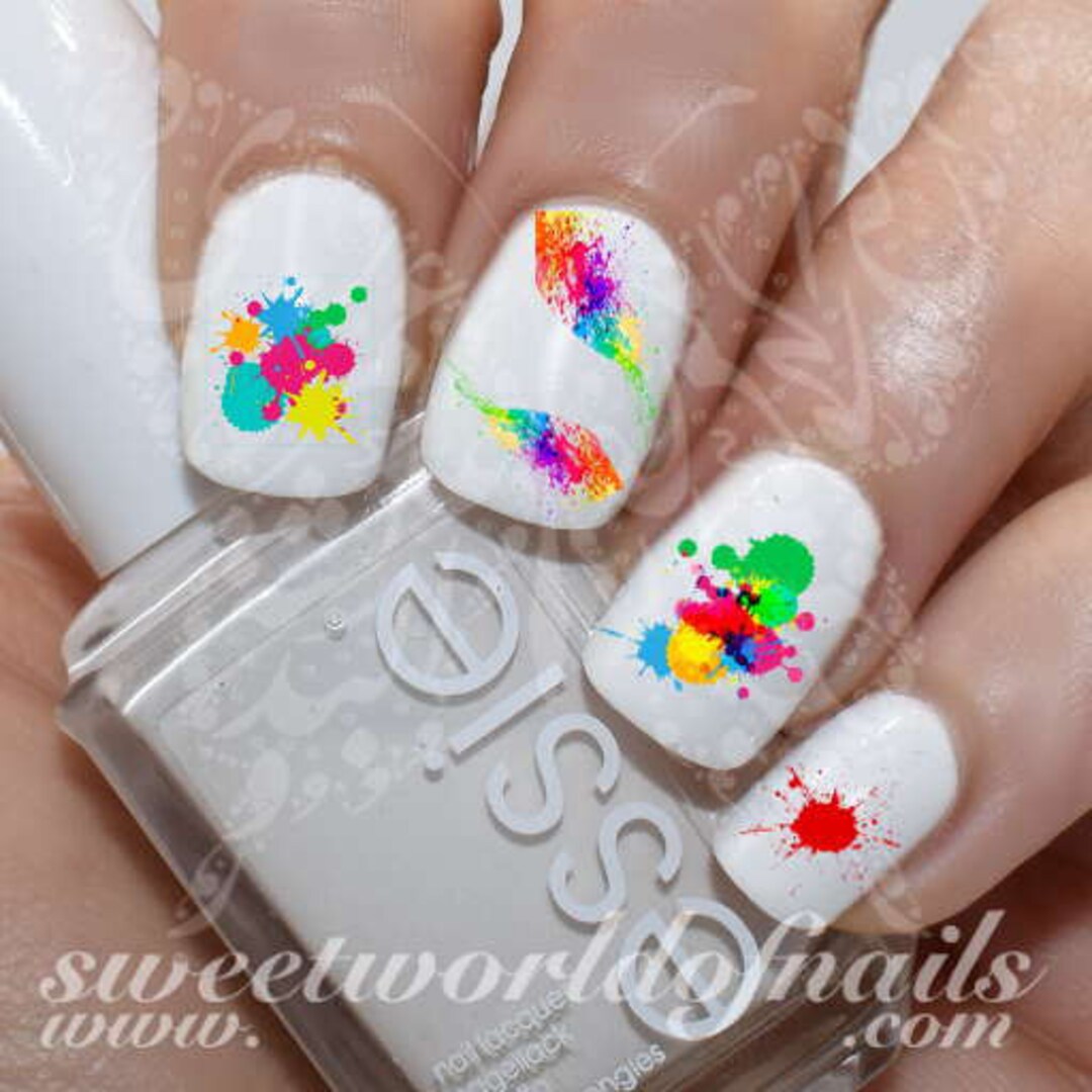 Splash of Paint Nail Art Nail Water Decals Transfers Wraps - Etsy