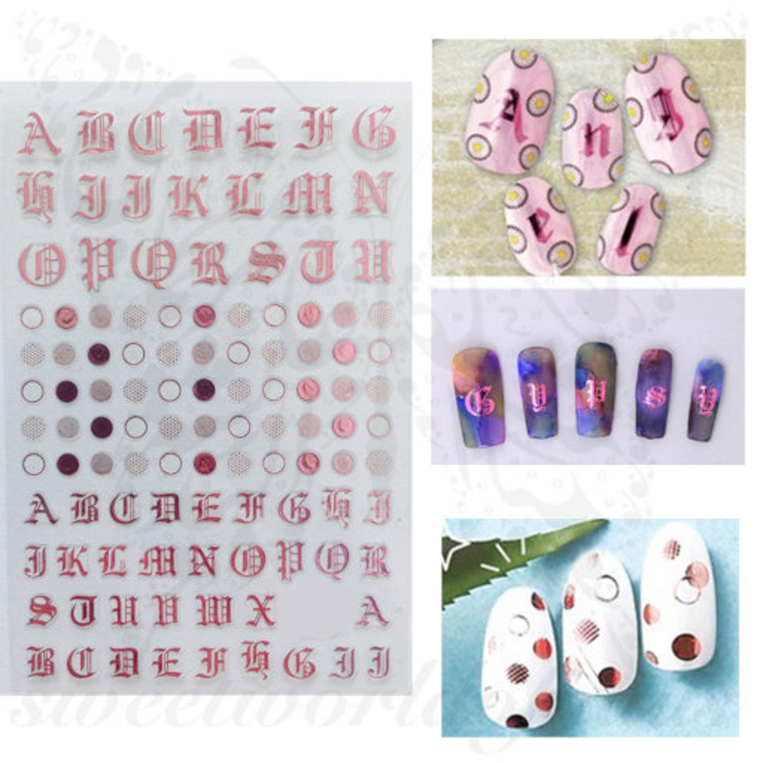 Metallic Old English Font Letters Nail Stickers - Etsy