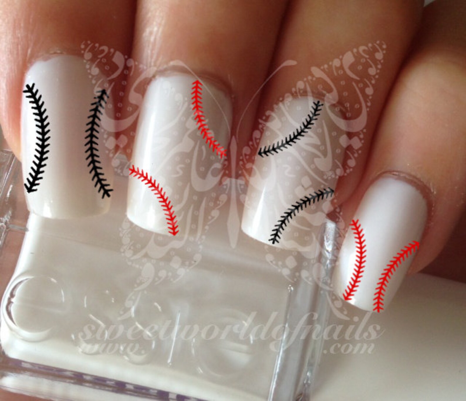 Baseball Stitches Nail Art Water Decals Baseball Nails - Etsy
