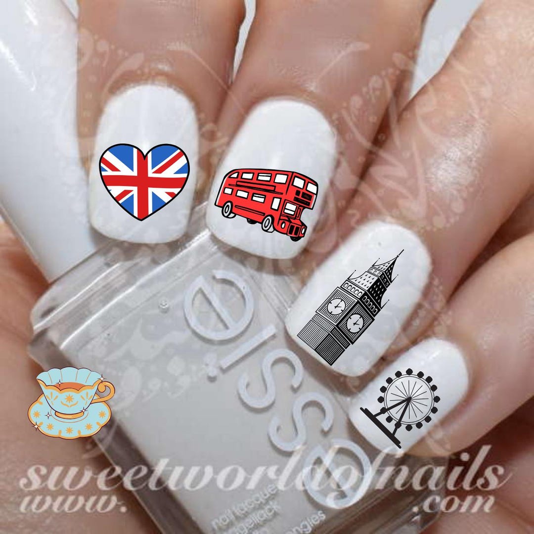 British Nail Art London England Flag Decals - Etsy