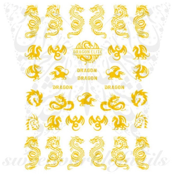 Gold Dragon Stickers - Etsy