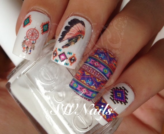 Tribal Aztec Nail Art Dreamcatcher Water Decals Etsy UK