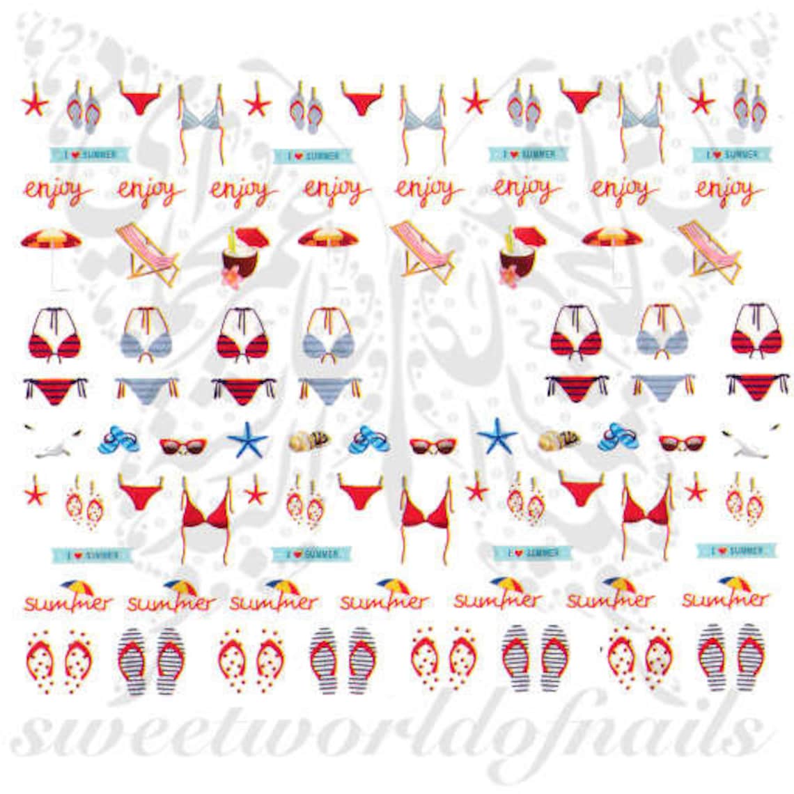 Summer Nails Bikini Water Decals - Etsy