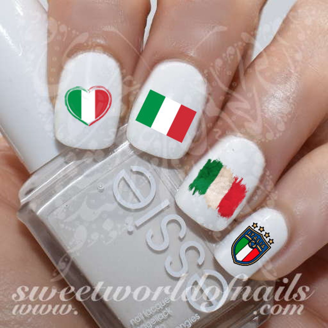 Italy Flag Nail Art Decals Italian Heart Nails - Etsy