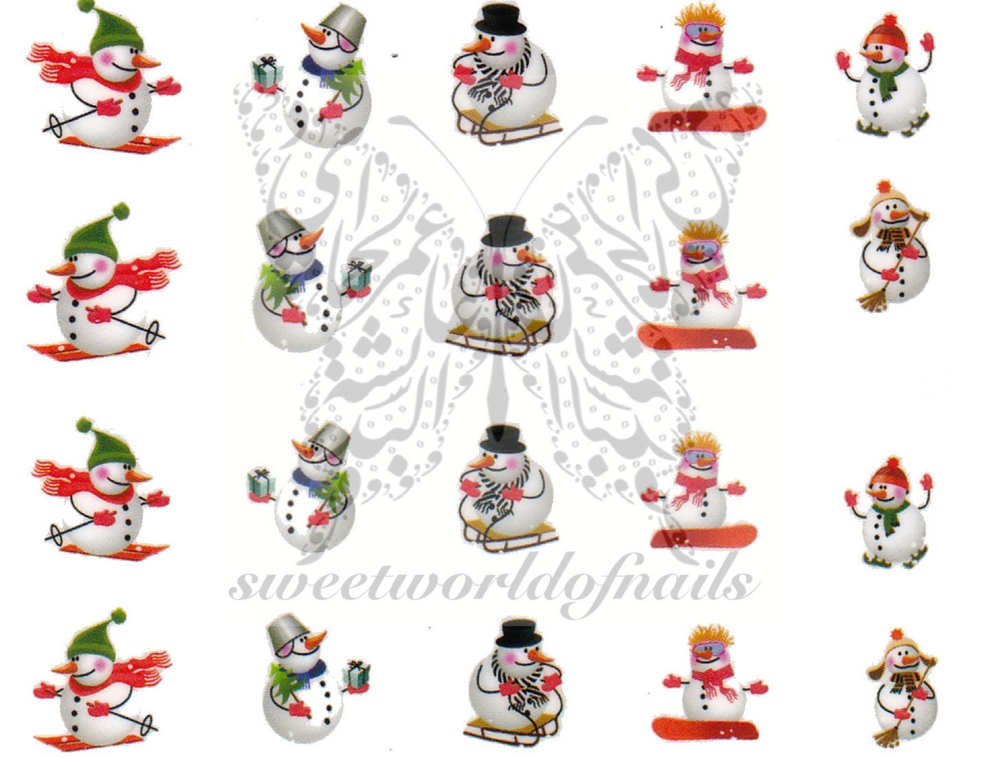 Christmas Snowman Nail Art Water Decals Nail Transfers Wraps - Etsy