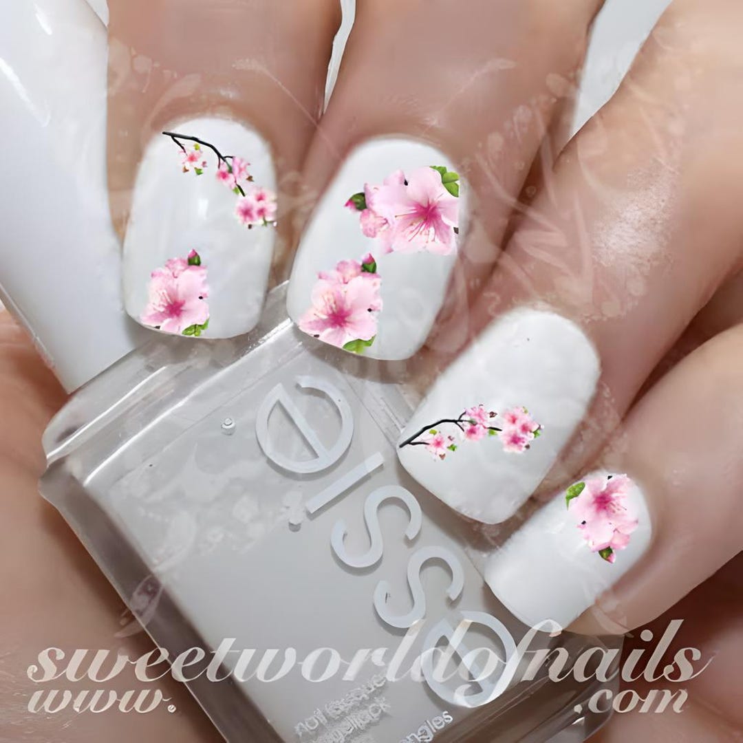 Cherry Blossoms Nail Art Japanese Tree Sakura Nail Water Decals - Etsy