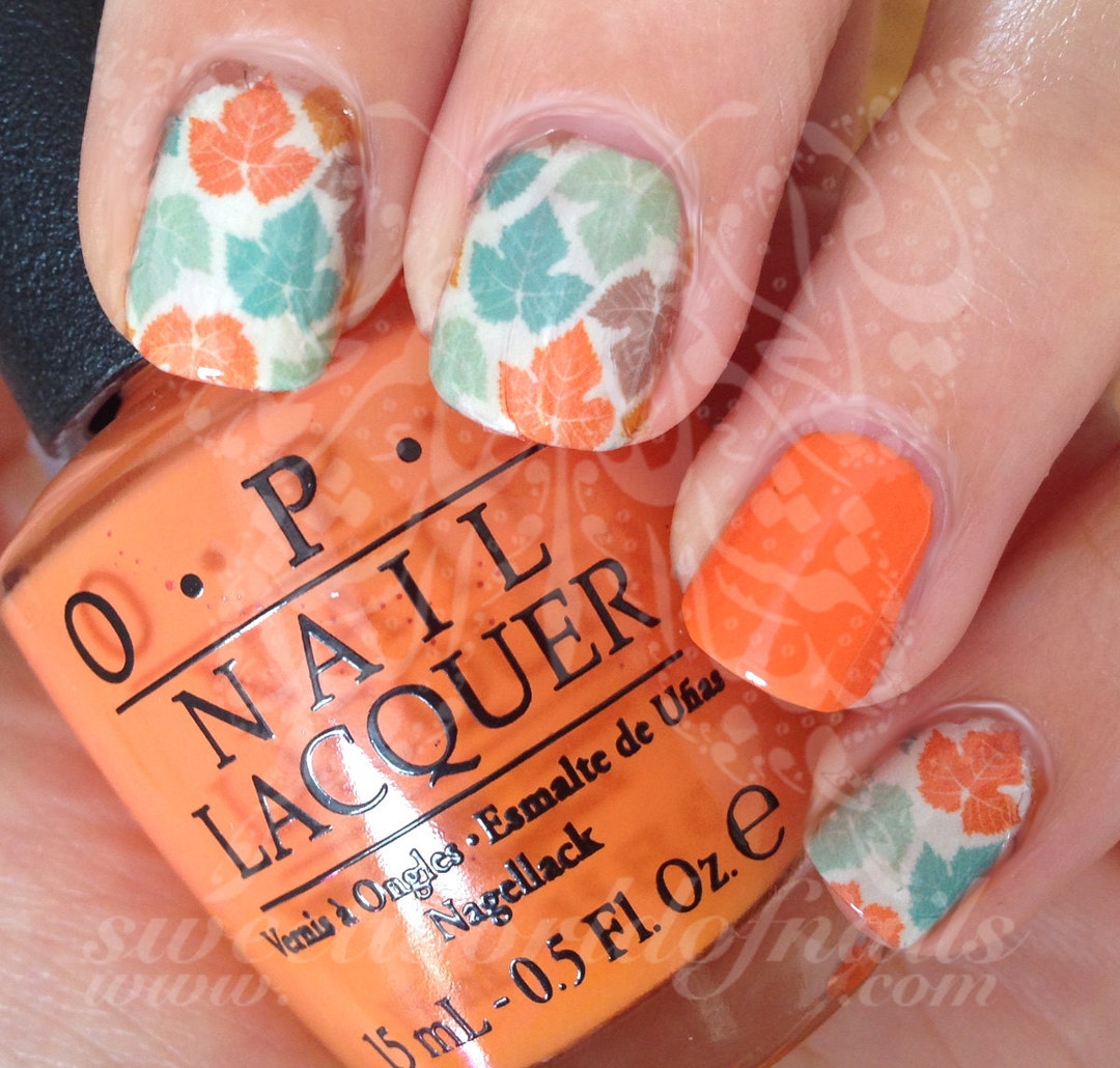 Fall Autumn Leaves Nail Art Water Full Wraps - Etsy
