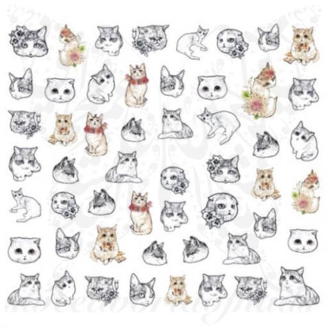 Cat Nail Art Nail Water Decals - Etsy