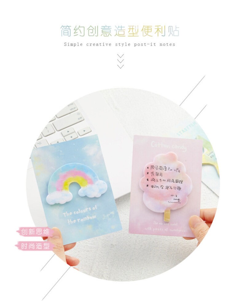 Summer Ice cream Whale Rainbow Cute Sticky Notes | Etsy