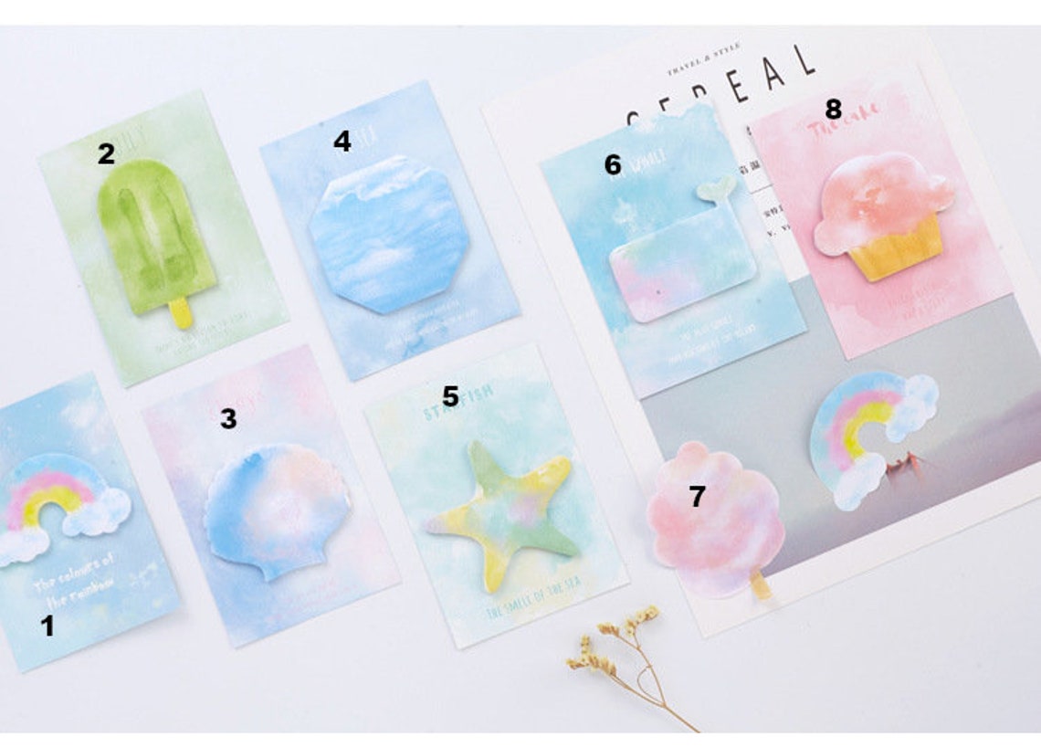 Summer Ice cream Whale Rainbow Cute Sticky Notes | Etsy