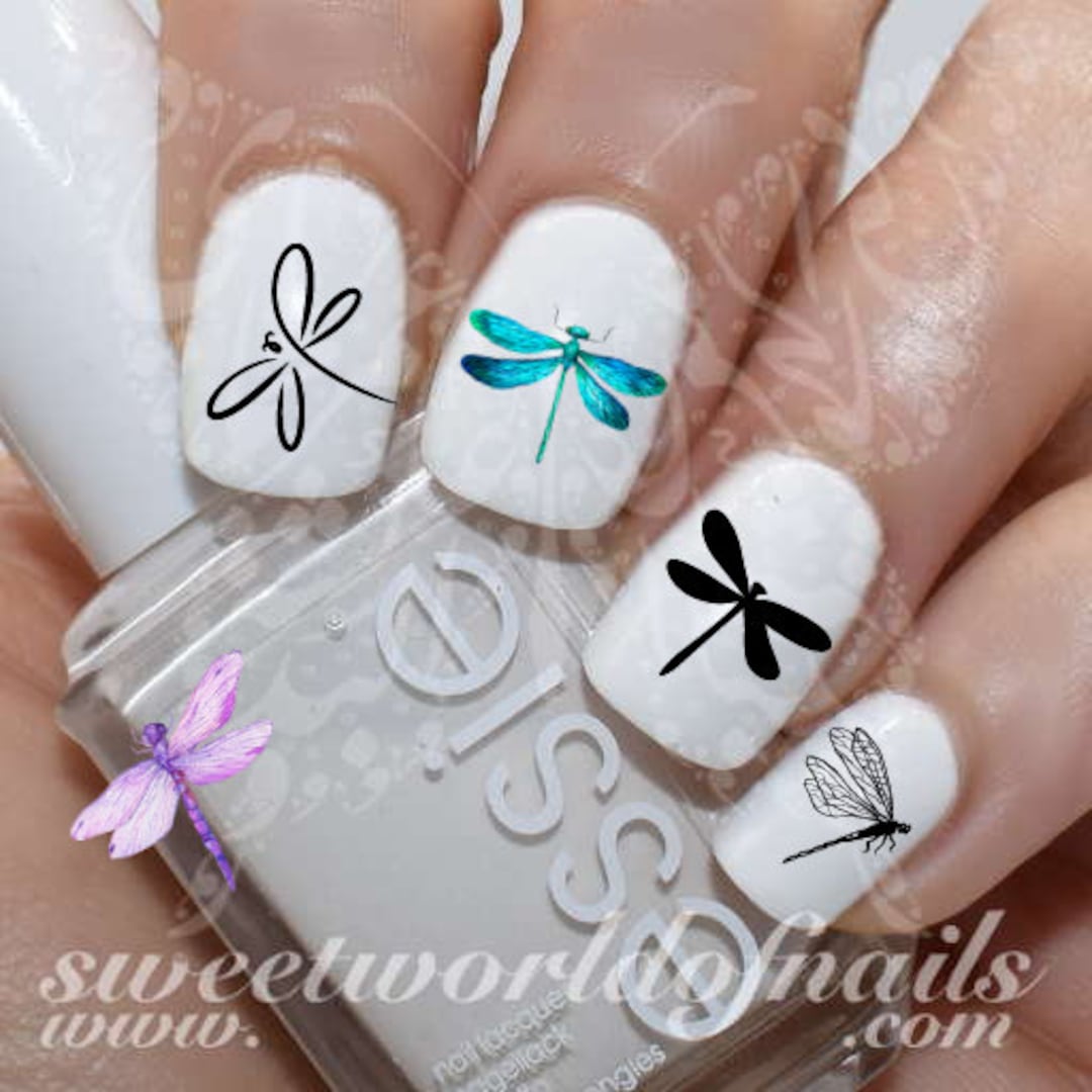 Dragonfly Nails Insect Nail Water Decals - Etsy