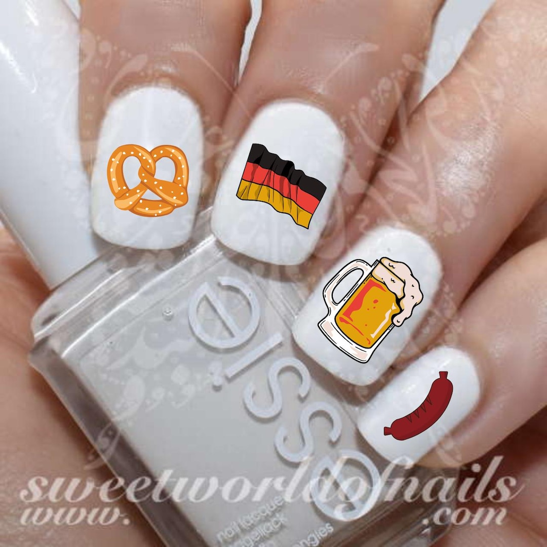 German Nail Art Pretzel Beer German Flag Decals - Etsy