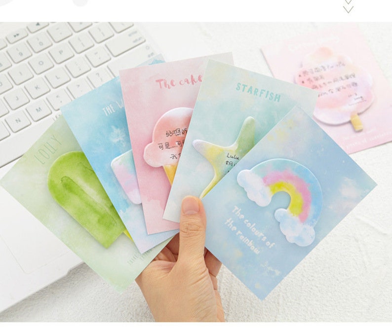 Summer Ice cream Whale Rainbow Cute Sticky Notes | Etsy