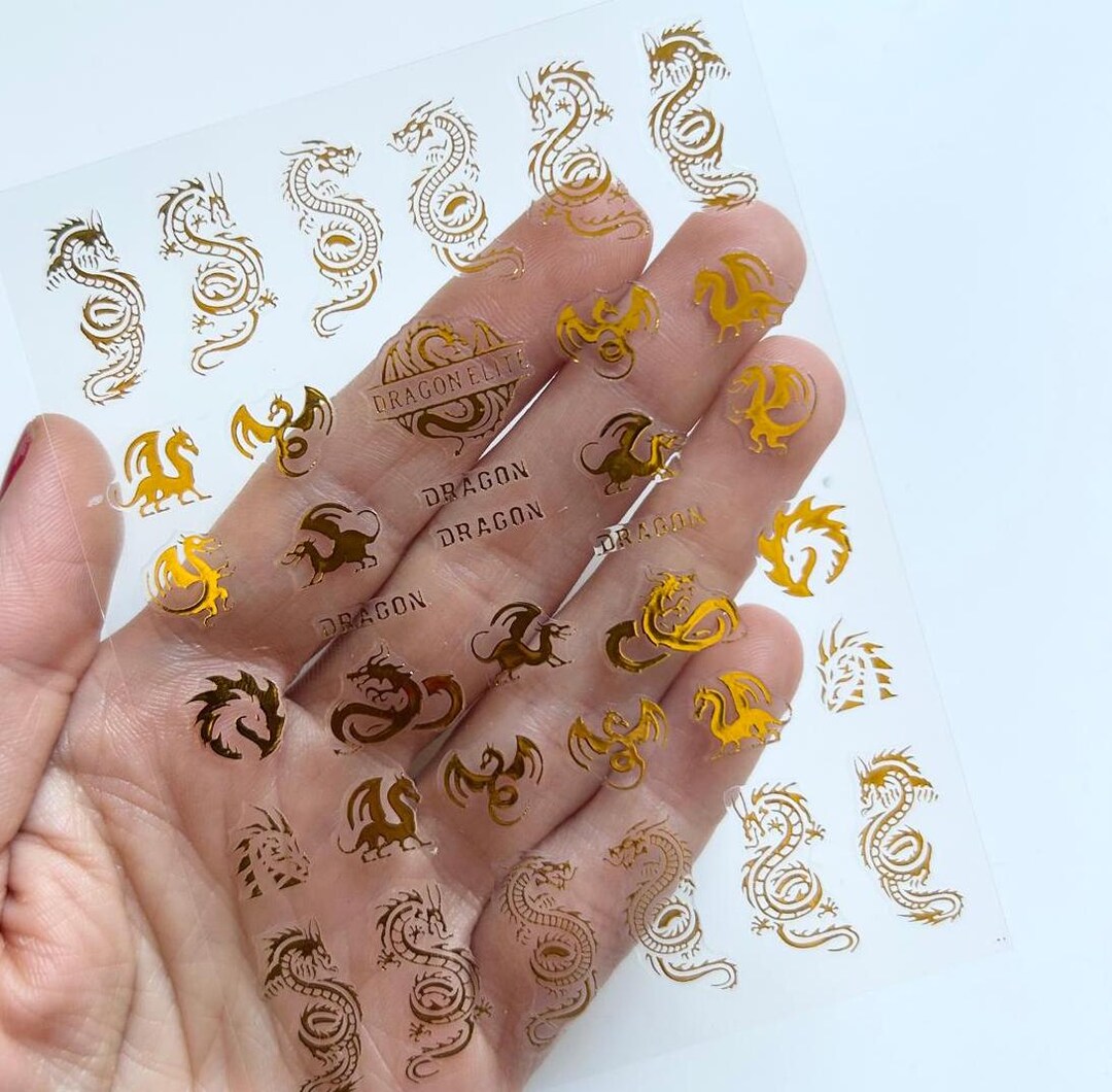 Gold Dragon Nail Art Stickers - Etsy