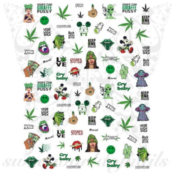 Weed Nail Decals - Etsy