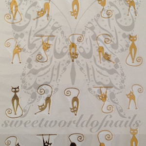 Gold Metallic Cats Nail Art Water Decals - Etsy