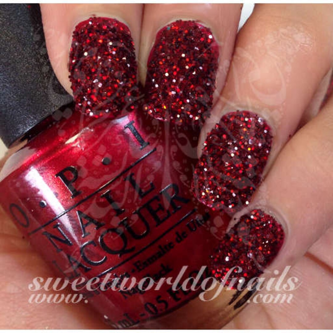 Nail Glitter Ruby Red Sparkle Glitter Dust Powder Nail Art - Etsy