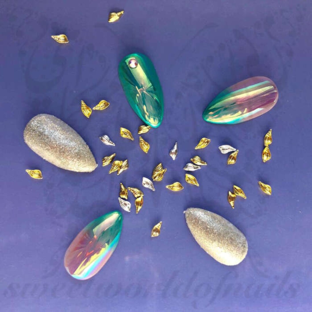 3D Summer Nail Art Gold Silver Seashells Nail Charms Decoration - Etsy