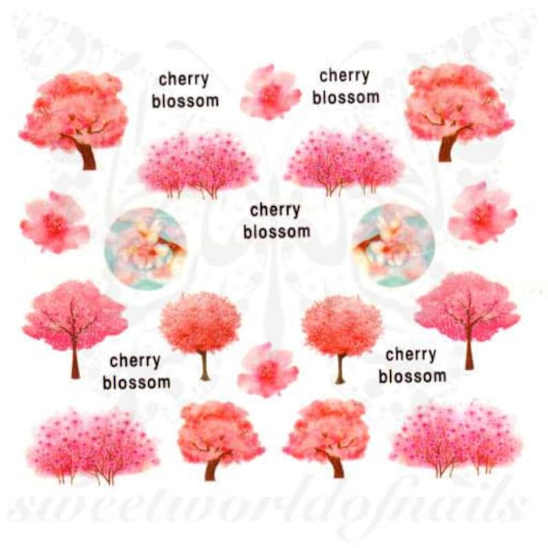 Cherry Blossoms Nail Art Japanese Tree Sakura Nail Water Etsy