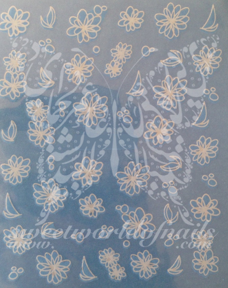 White Flowers Nail Art Water Decals Transfers Wraps | Etsy