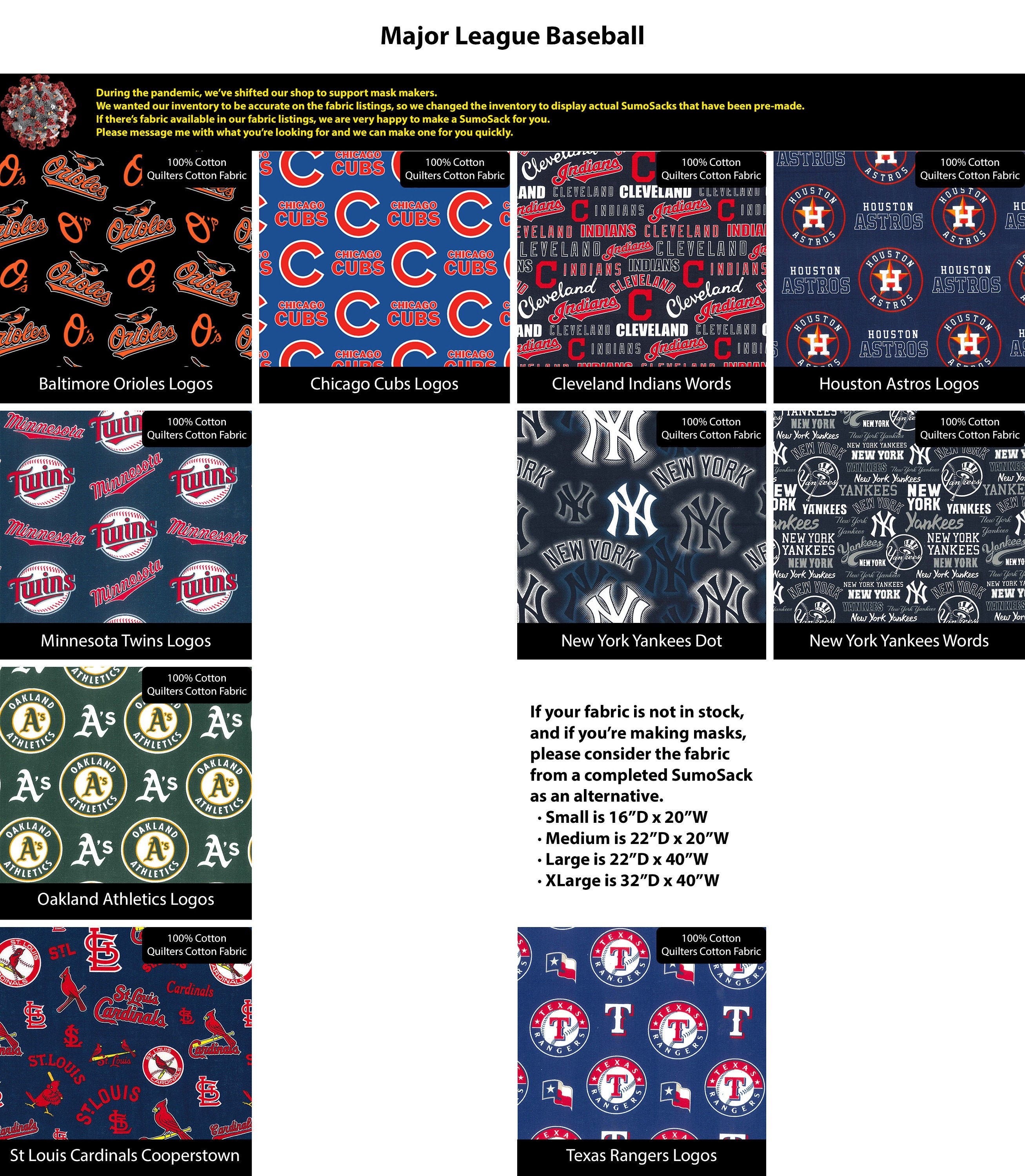 Fabric - MLB Print - Etsy