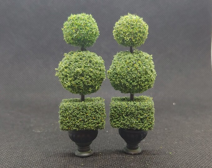 Dollhouse Miniature Green Topiary Plant W/square Base by Model Builders ...