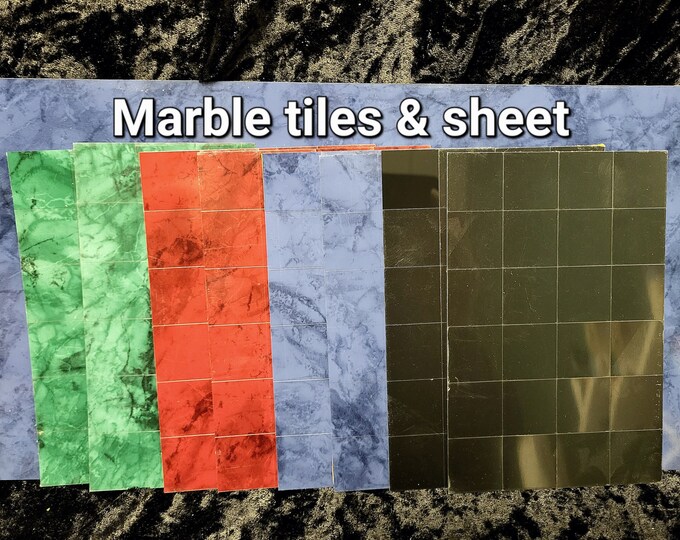 Marble Tile Faux 1" Squares 48sq.in Plastic Peel & Stick Backing for ...