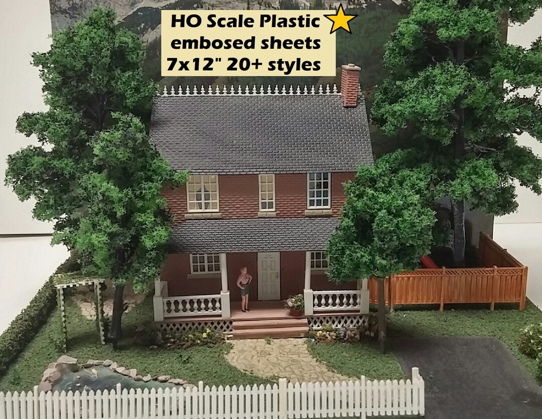 HO 1:87 Miniature Brick,stone,roof,tile, 3D Plastic 7"x12"sheets for ...