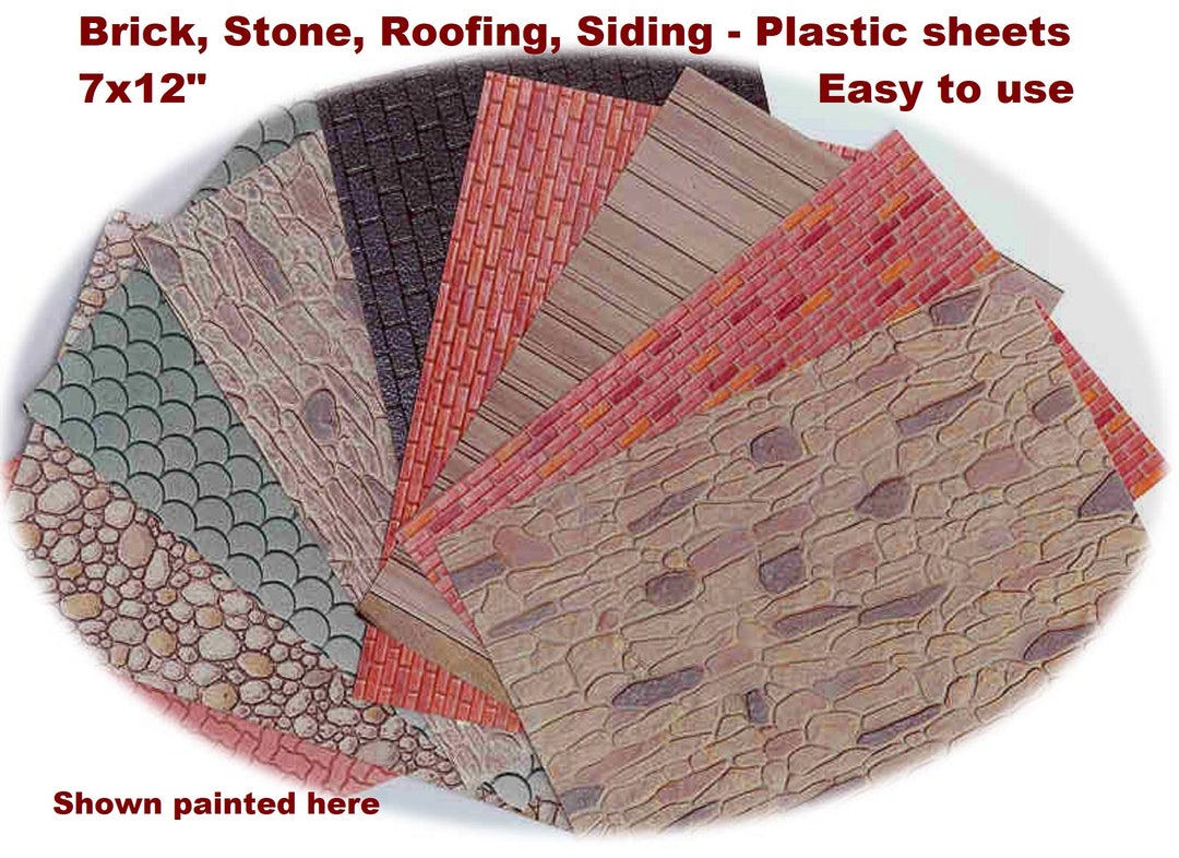 Miniature 24 Scale Brick,stone,roof,tile,siding 3D Plastic Sheets 7x12 ...