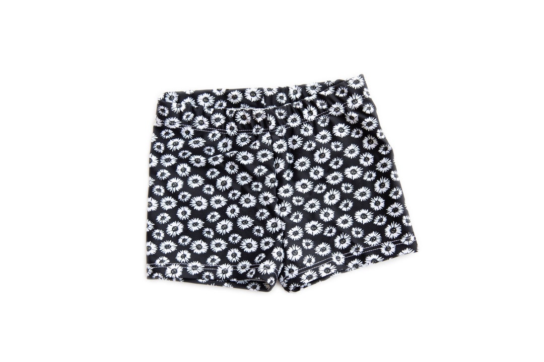 Euro Style Swim Trunks - Black Daisy - Swim Trunks - Jammers - Boy's ...