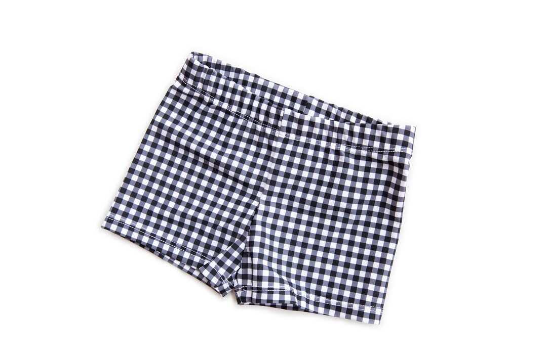 Euro Style Swim Trunks - Black Gingham - Swim Trunks - Jammers - Boy's ...