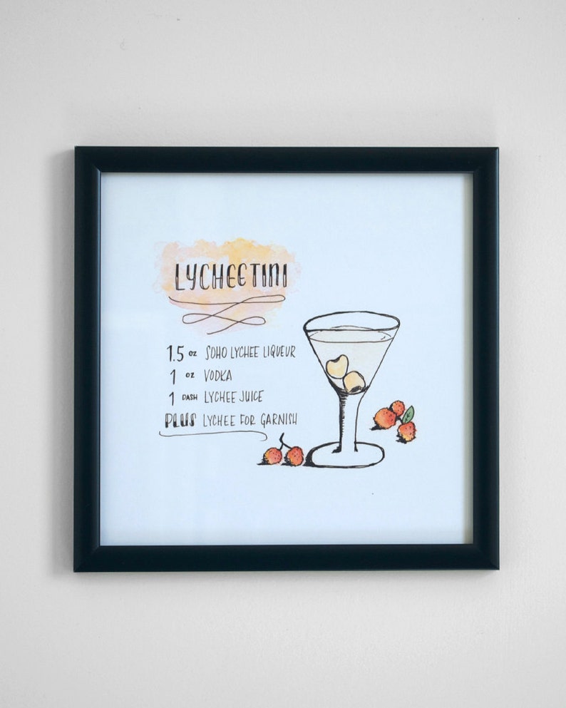 Lycheetini lychee Martini Cocktail Recipe Print of Original | Etsy