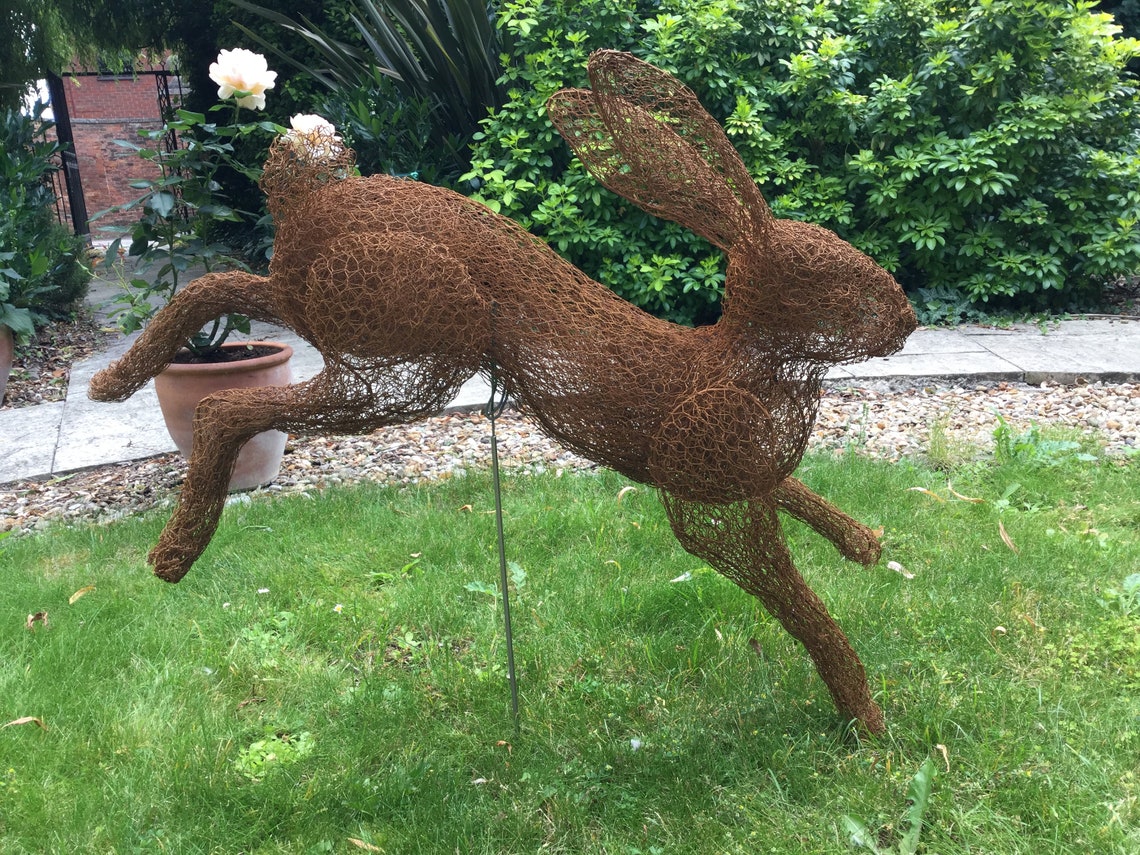 Wire Sculpture Hare: a Beautiful Garden Ornament - Etsy