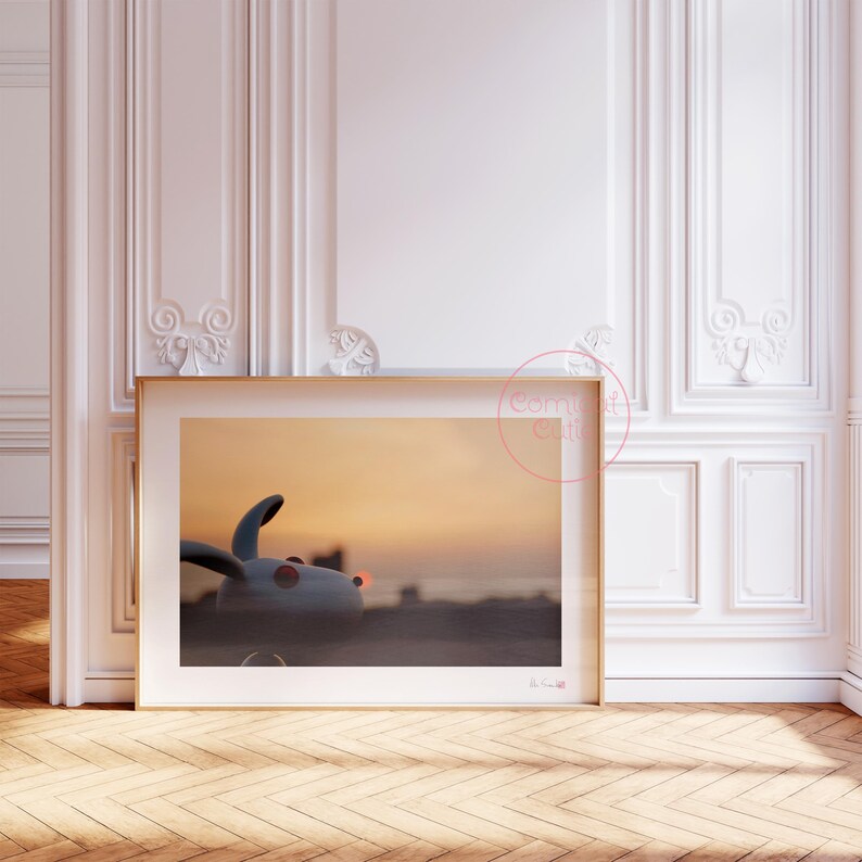 Sunset Bunny Unframed Wall Art - Perfect Gift for Rabbit Lover, Kawaii ...