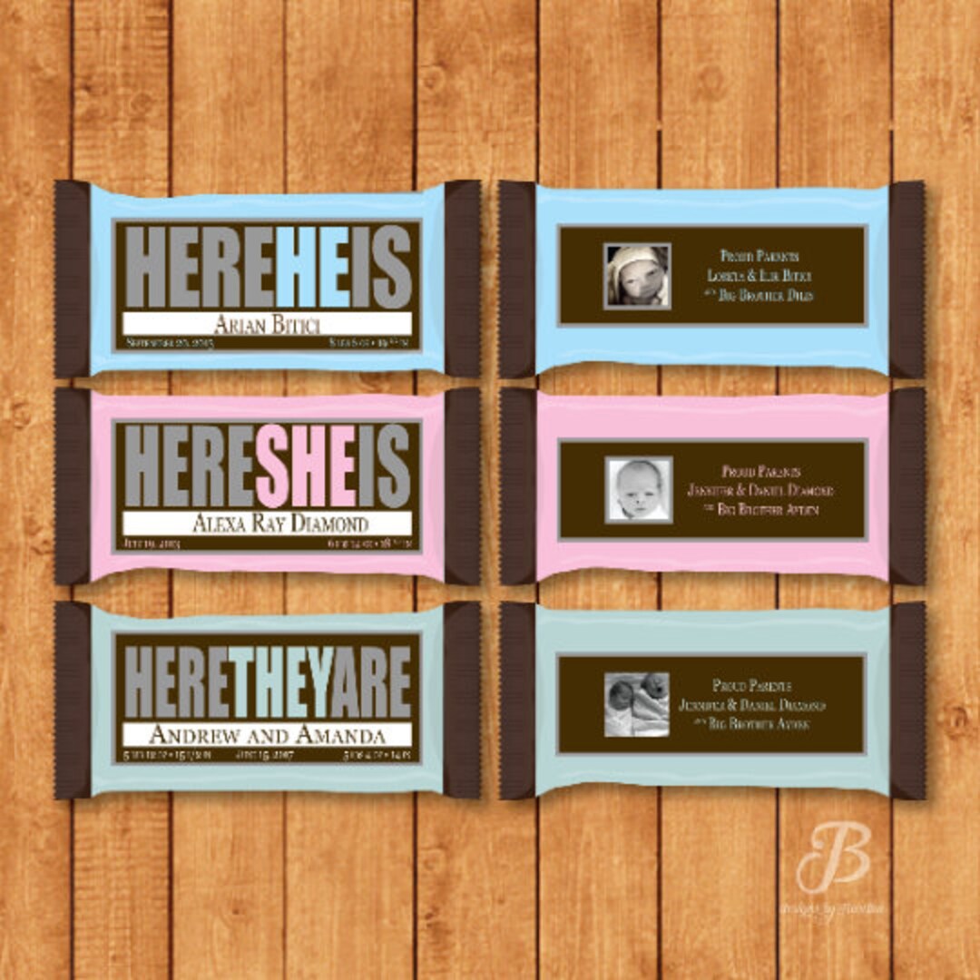 Customized All Occasion Candy Bar Wrappers for Hershey Bars You Print ...