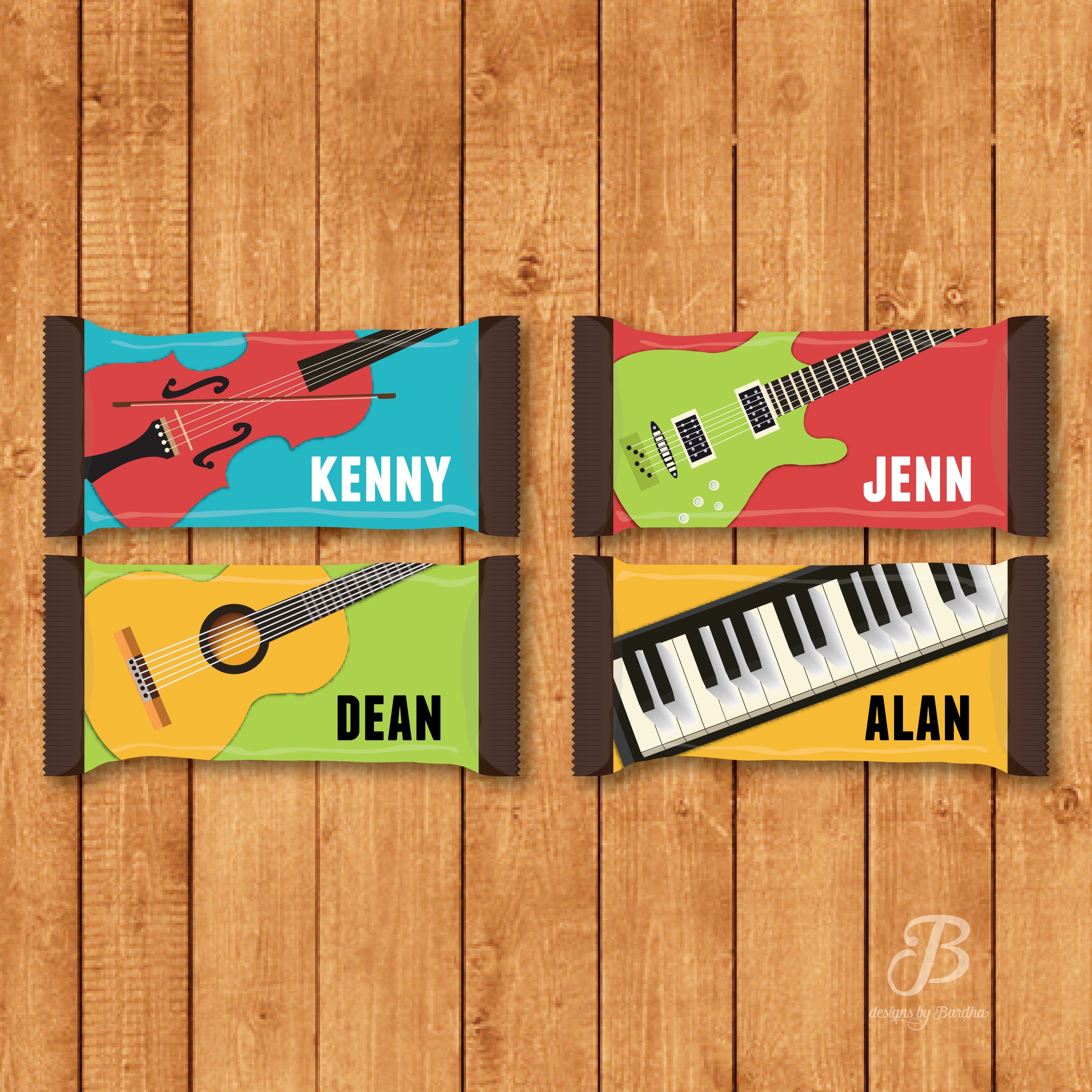 Customized Musical Instruments Candy Bar Wrapper for Hershey Bars - You ...