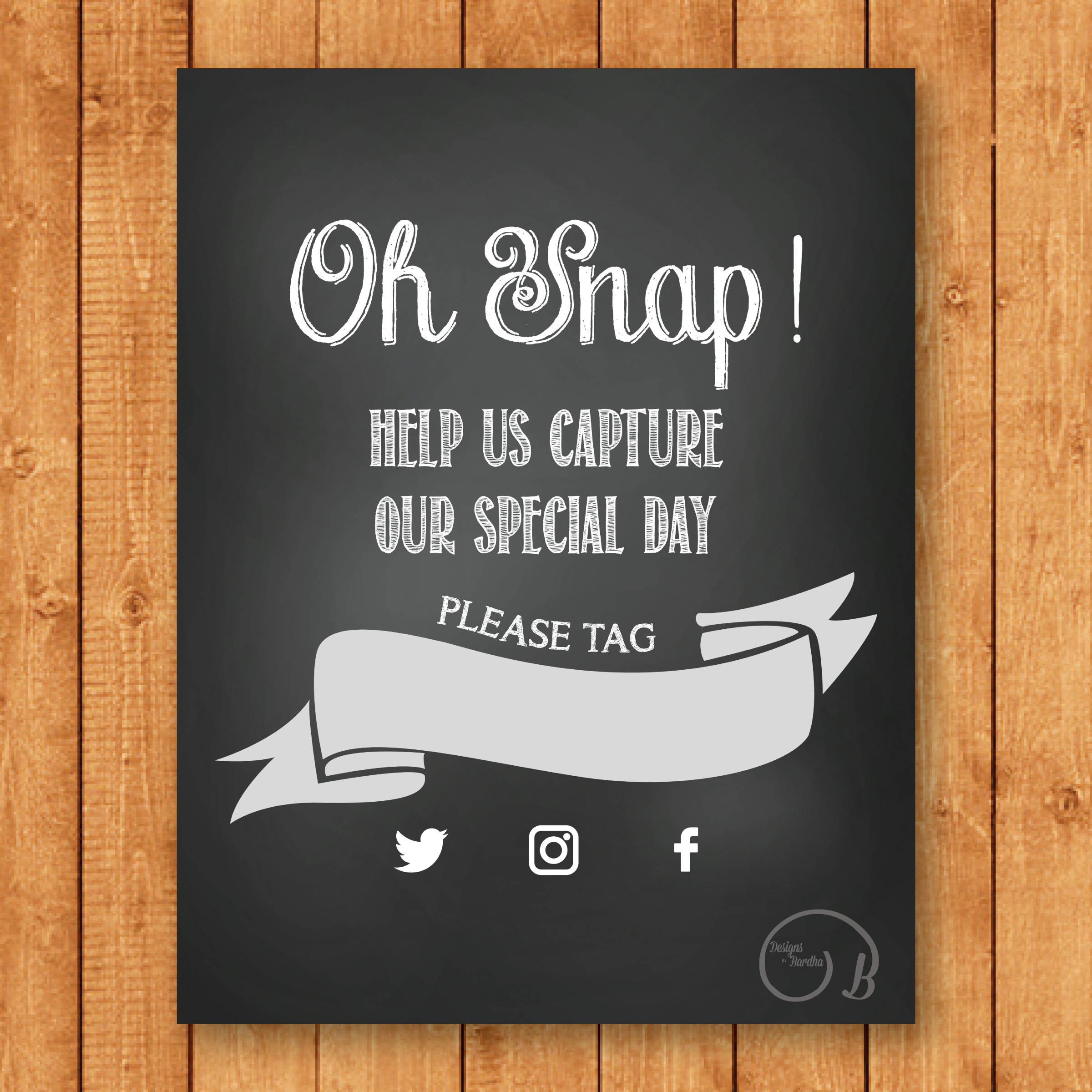 Hashtag Chalkboard Sign Printable - Etsy