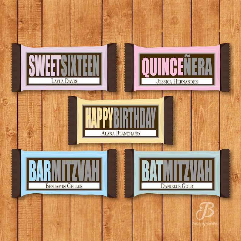 Customized All Occasion Candy Bar Wrappers for Hershey Bars - You Print ...