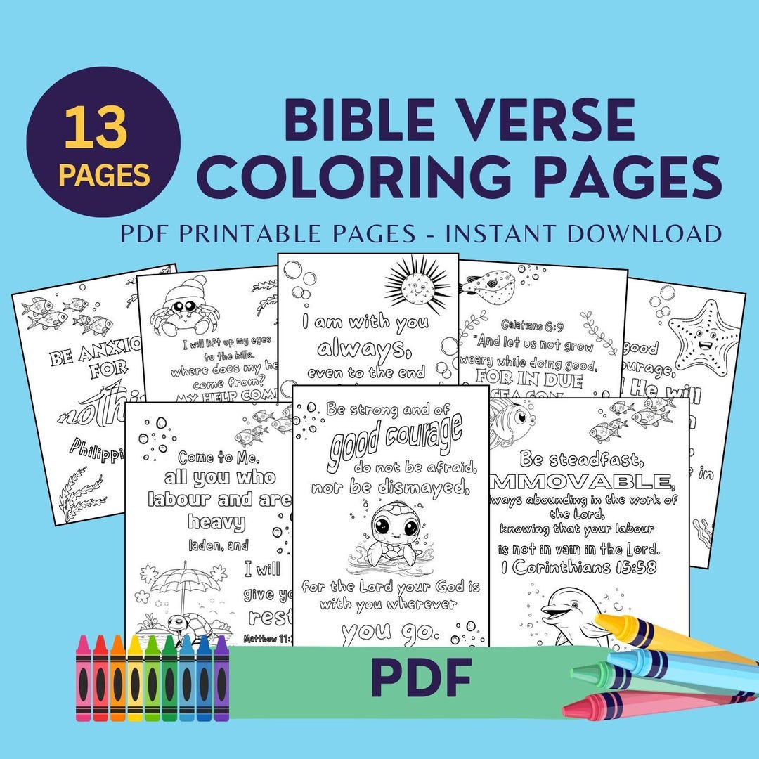 Ocean Animals Bible Verse Coloring Pages: Christian Kids & Adults (PDF ...