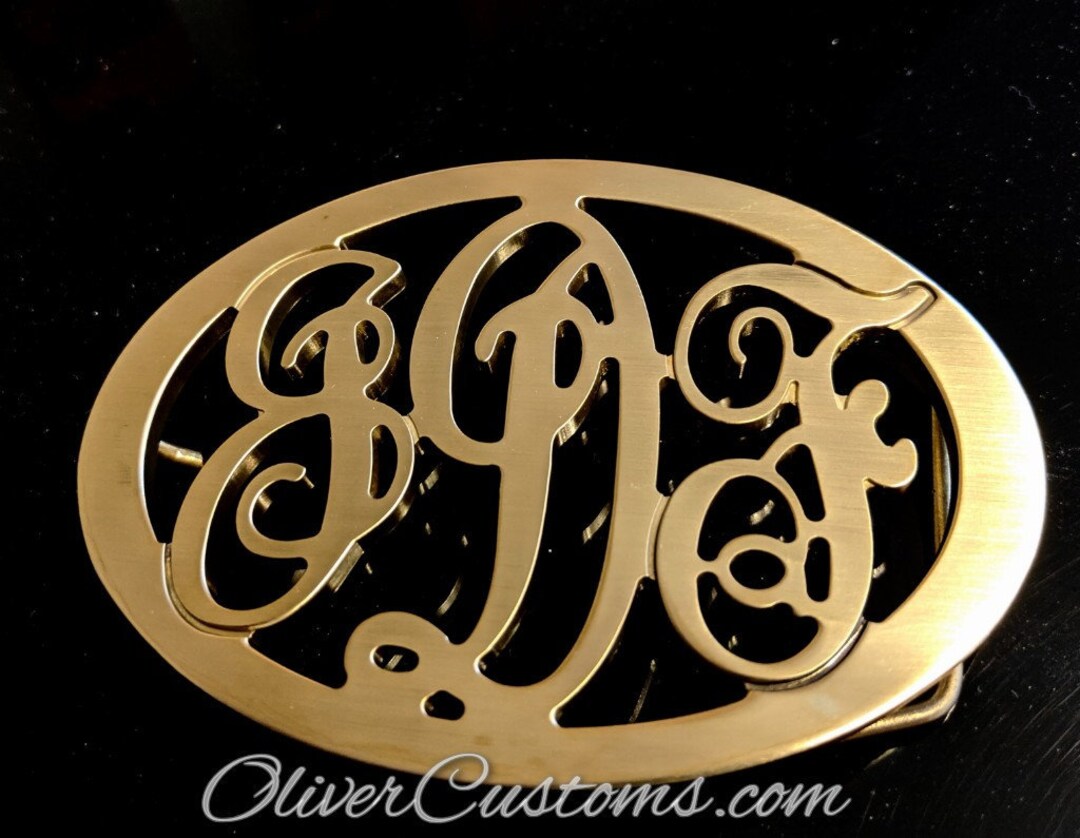 Oval Frame Custom Monogrammed Belt Buckle: Your Three Letter Initials ...