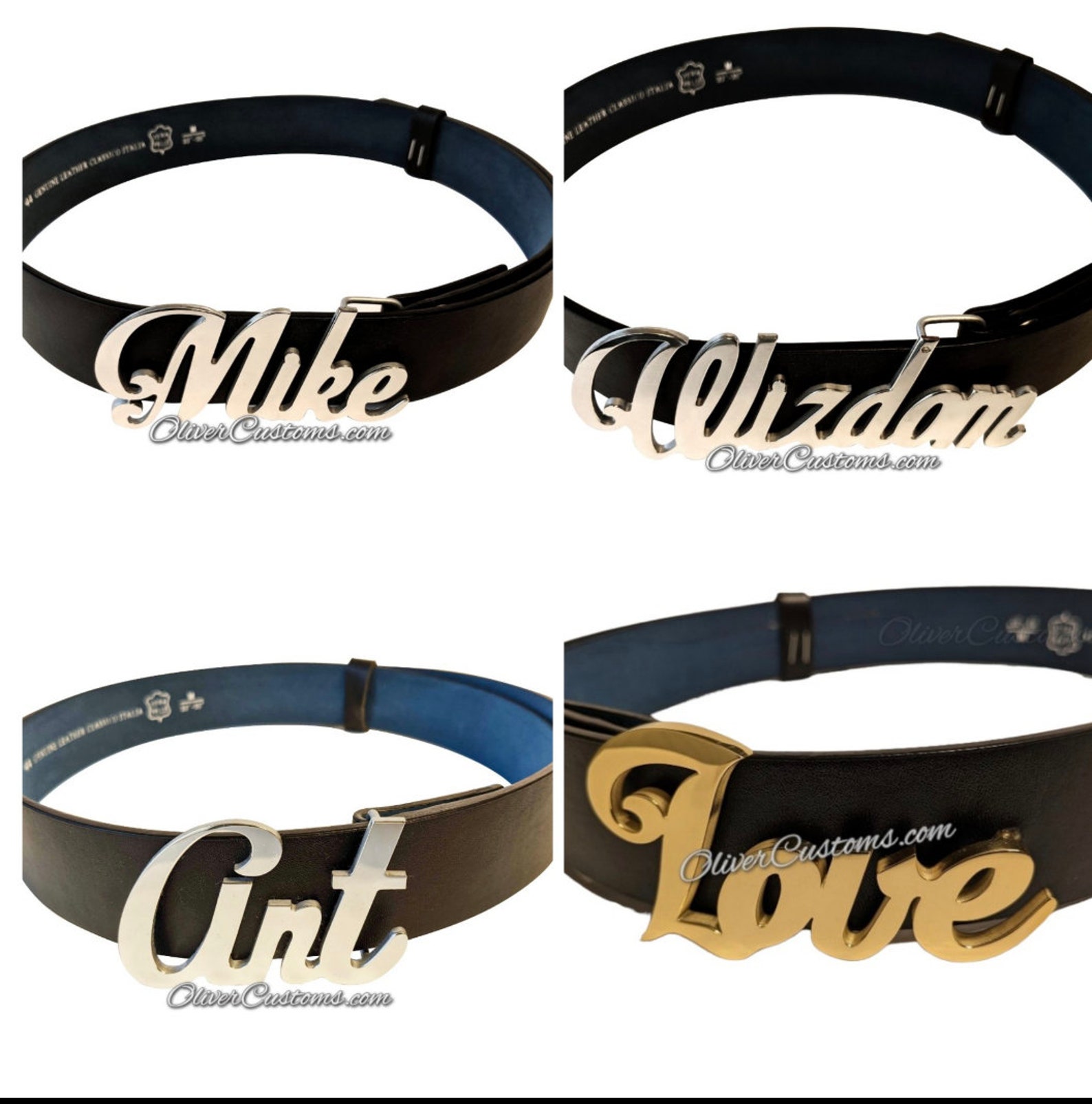 Custom Name Belt Buckle Personalized Monogram Script Cursive Polished ...