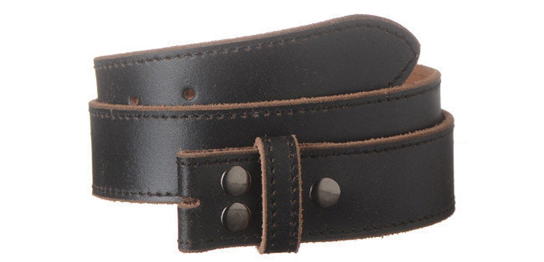 Premium Black Leather Stitched Snap on Interchangeable Belt Strap - Etsy