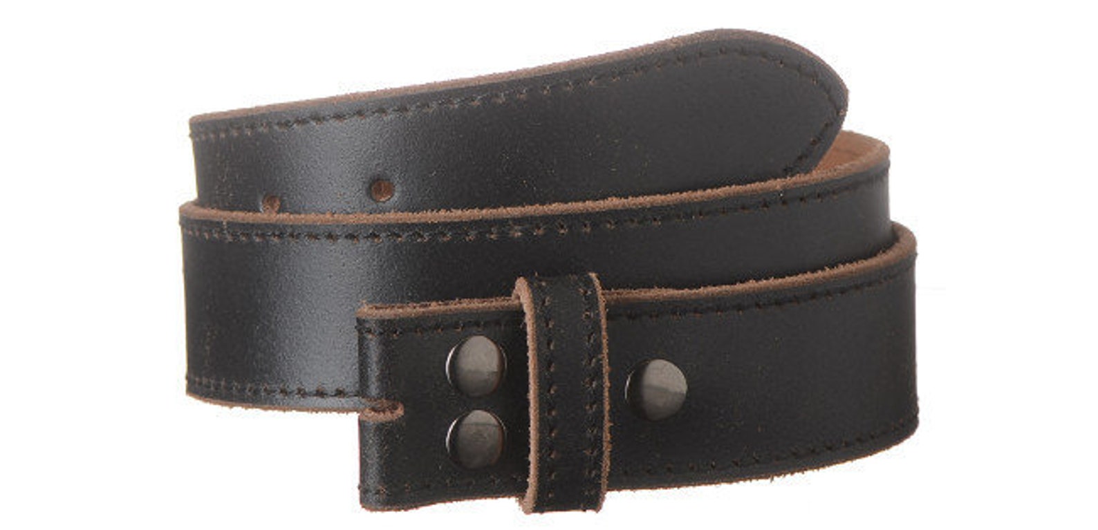 Premium Black Leather Stitched Snap on Interchangeable Belt Strap - Etsy