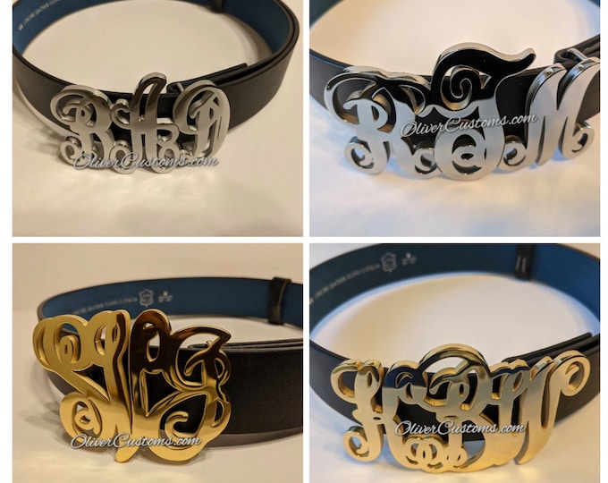 Personalized Custom Monogrammed Belt Buckle: Your Three Letter Initials ...