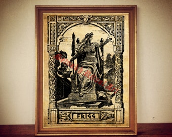Frigg Frigga Norse Goddess Poster Print Illustration Witch Pagan Norse ...