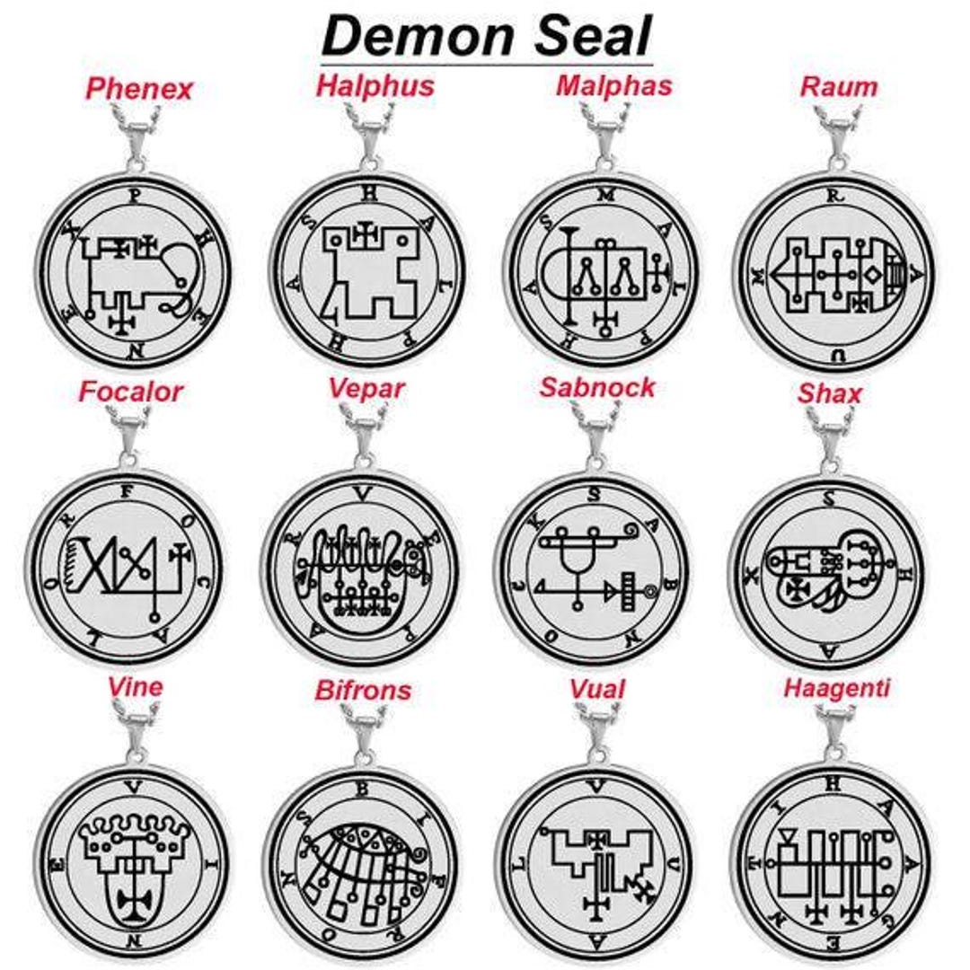 Lesser Key of Solomon Demon Seals Pendant Necklace | Stainless Steel 37 ...