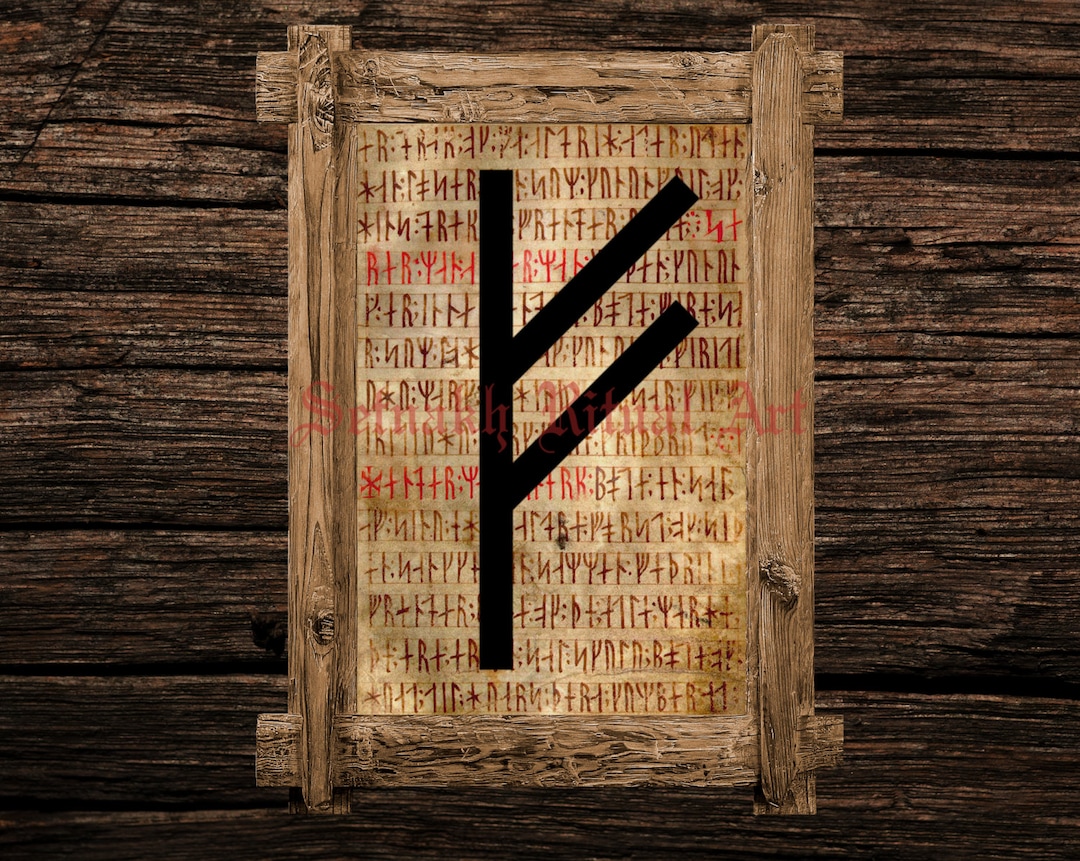 Fehu Print, Rune Illustration, Elder Futhark Art, Viking Home Decor ...