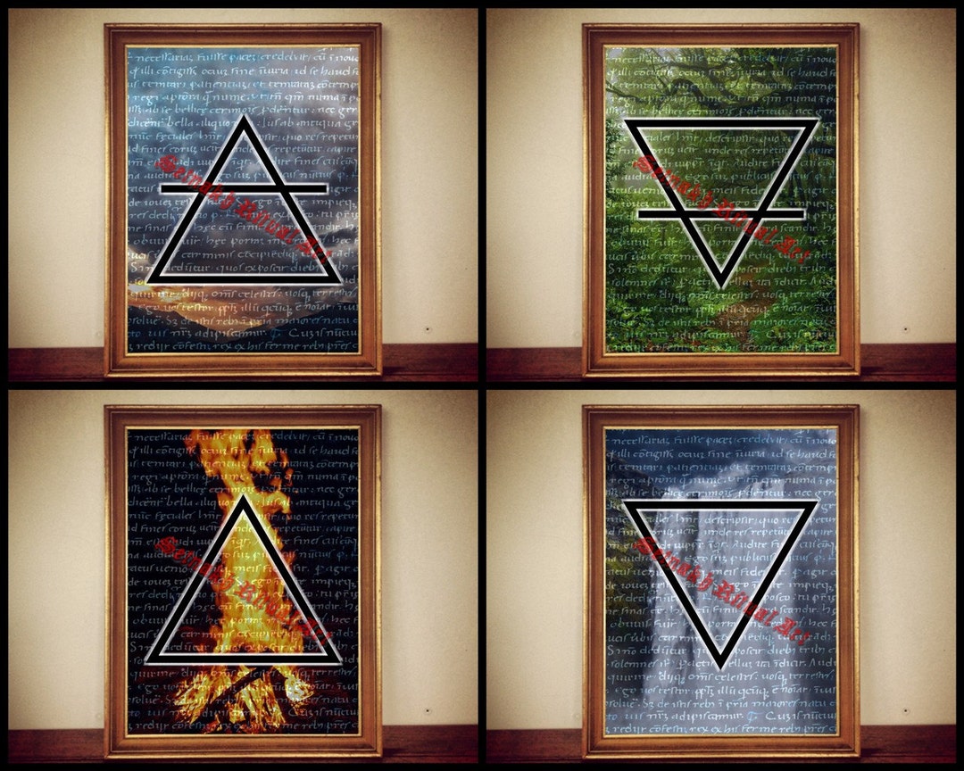 Four Elements Print | Fire, Water, Earth, Air | Pagan Poster, Nature ...