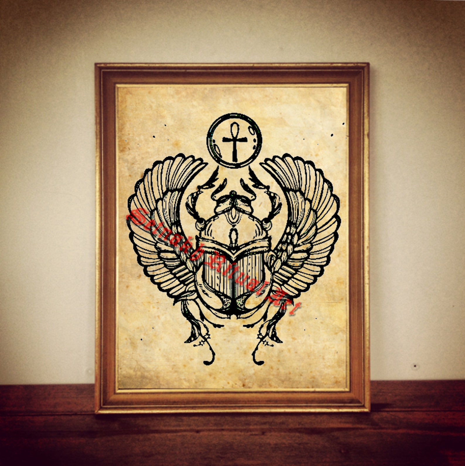 Sacred Scarab Print Ancient Beetle and Moon Phases - Etsy